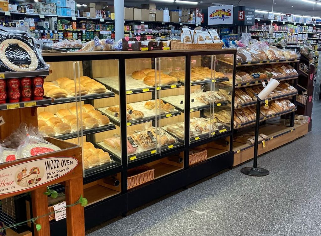 Loose Roll Unit Low. Bakery Store Shelving